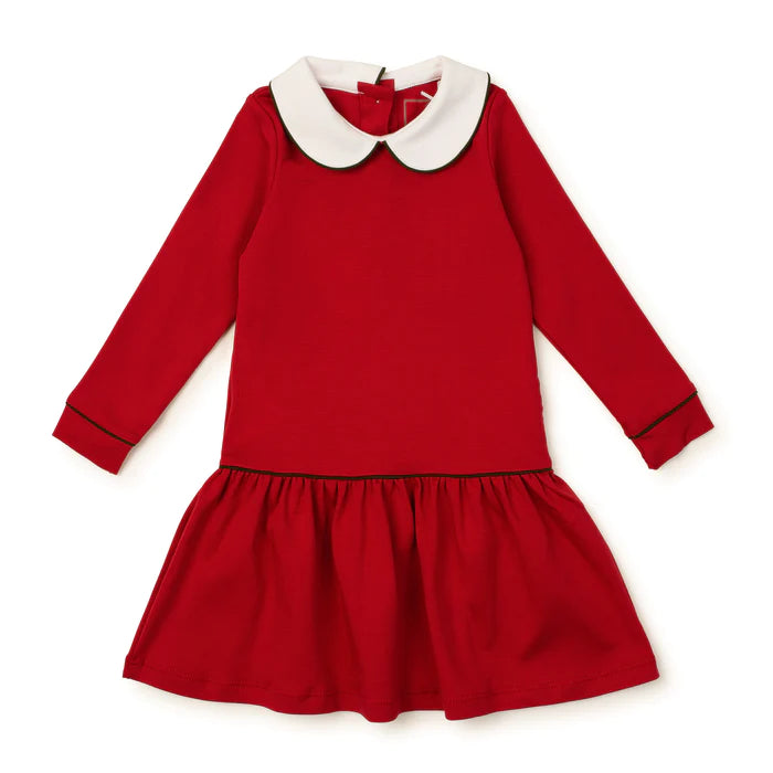 Lila & Hayes: Lillian Girls' Pima Cotton Dress - Red with Green Piping ...