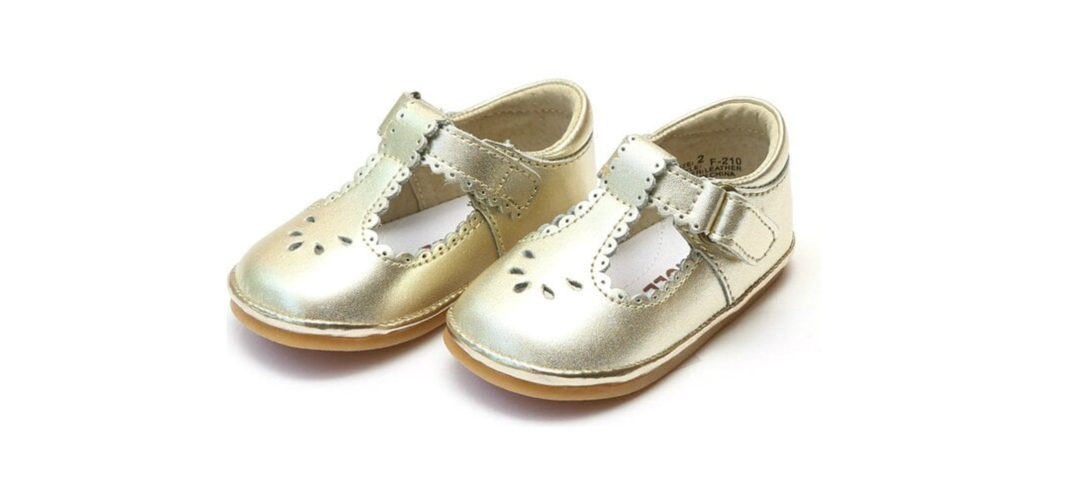 Angel Shoes: Baby Dottie Scalloped T-Strap Metallic Mary Jane, Gold ...